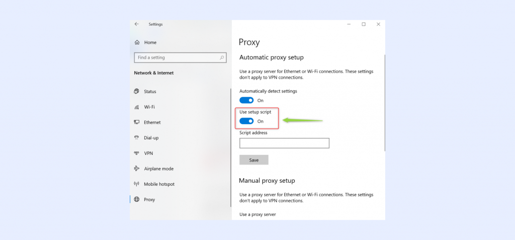 Guide to setting up a proxy in Windows 10