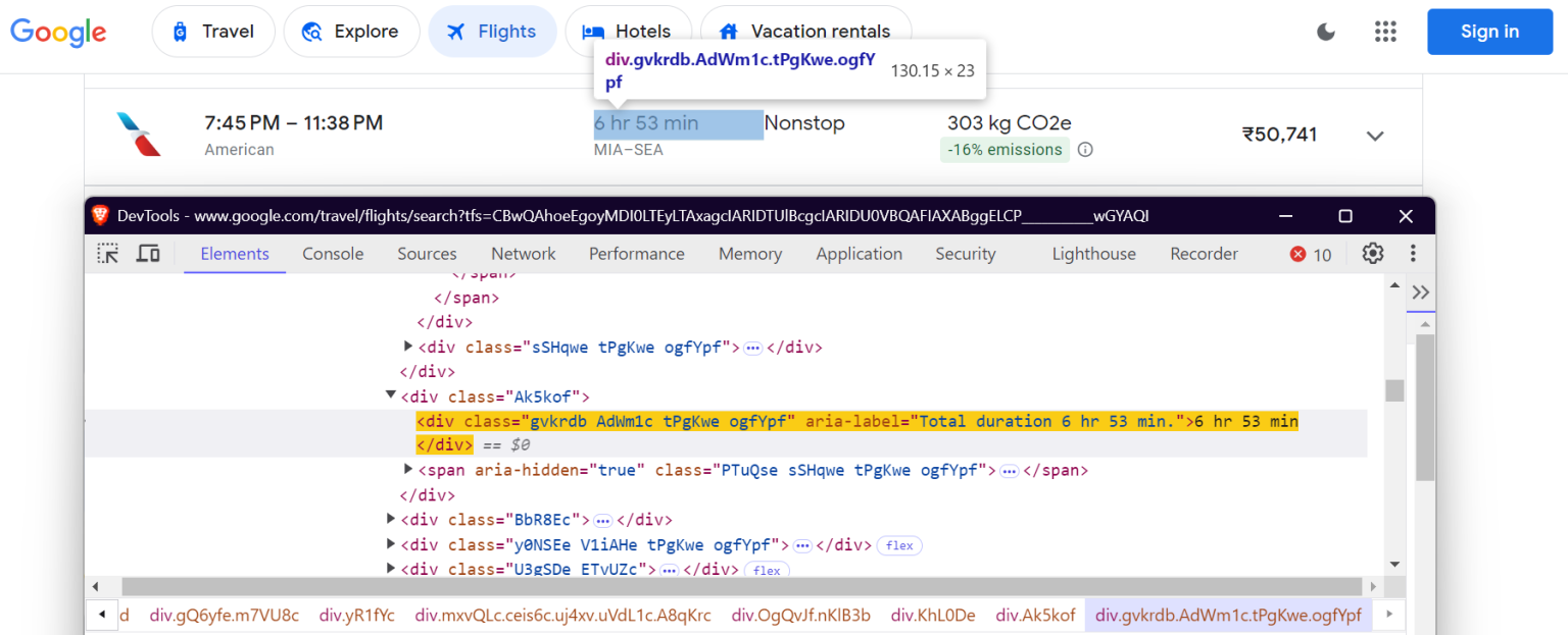 Scrape Google Flights Data with Python Tutorial