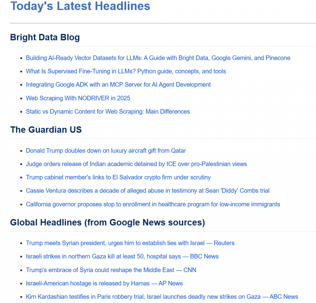 Automated News Feed with n8n, OpenAI, and Bright Data MCP
